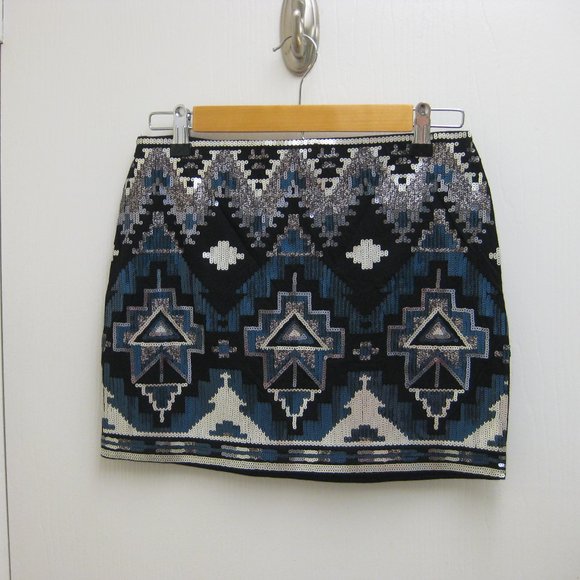 Express | Skirts | Nwt Express Aztec Sequin Mini Skirt Xs Extra Small | Poshmark